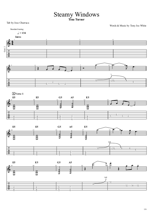 ChurrucaGuitar | Steamy Windows – Tina Turner